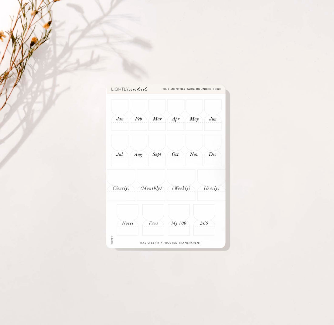 TINY MONTHLY TABS: ROUNDED EDGE – Lightly Inked