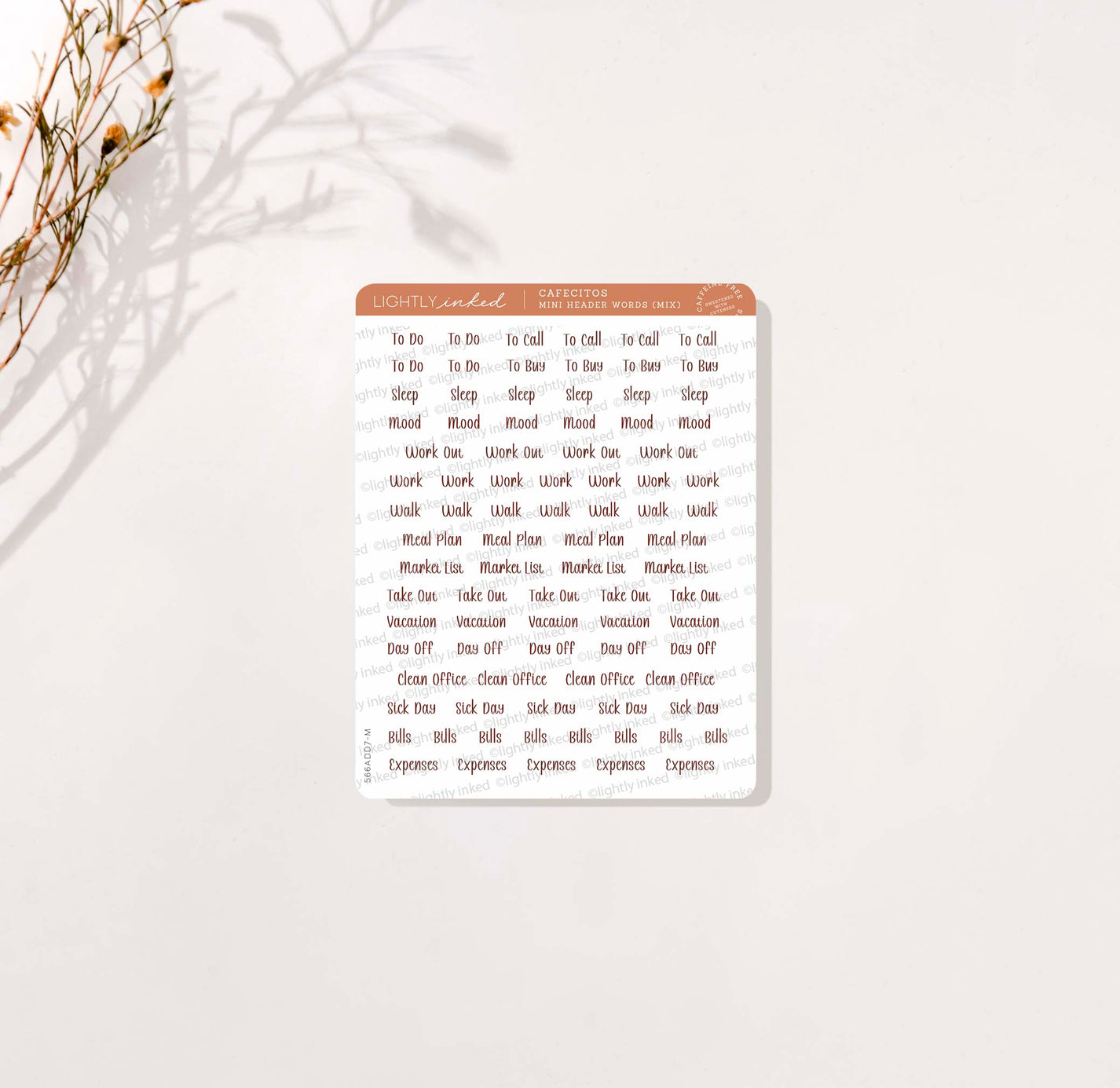 Cafecitos: Mini Header Words – Lightly Inked