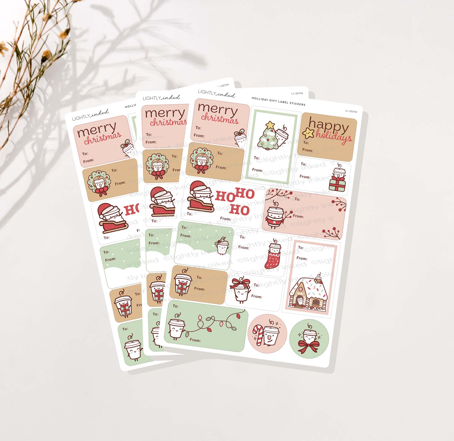Holiday Gift Label Stickers (set of 3) – Lightly Inked