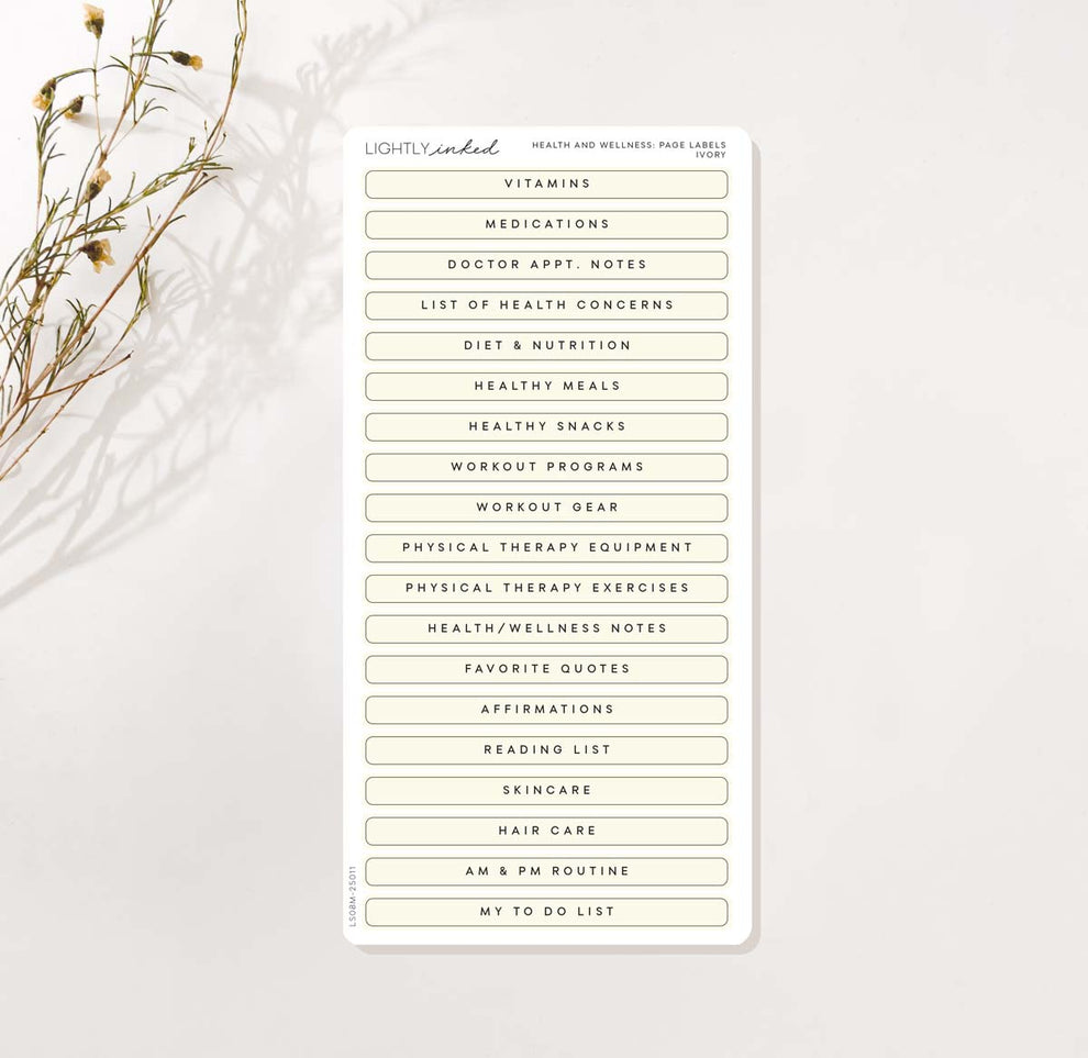 Health and Wellness Page Labels – Lightly Inked