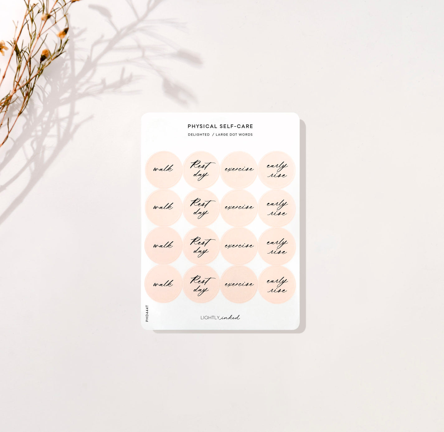 6 Areas of Self Care Dot Words – Lightly Inked